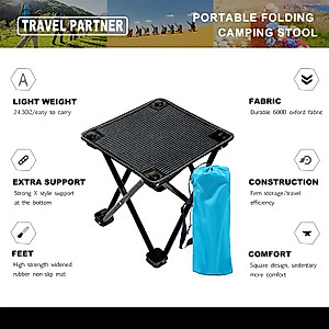 XinChangShangMao Mini Chair Folding Camping Stool Outdoor Portable Stools Lightweight with Carry Bag, Support 220 lbs, Black