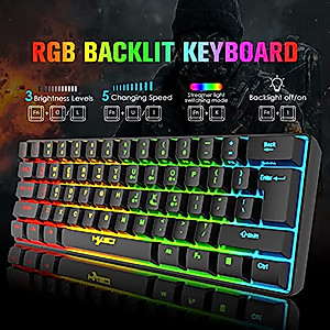 L500 Wireless Gaming Keyboard and Mouse Combo, 2200mAh Mini 61 Keys Mechanical Feeling Keyboard with Bluetooth 5.1&2.4G Wireless Dual Modes,RGB Backlit Wireless Lightweight Gaming Mouse for PC/Gamer