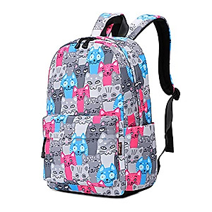 Wadirum Girl Casual Laptop Backpack Lightweight Bookbag for Women Cat