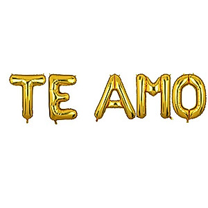 16inch Spanish"TE AMO" I Love You Balloon Letter Balloons Birthday Party Wedding Decoration Balloons Baby Shower(GOLD)