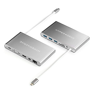 HyperDrive Ultimate 11-in-1 USB C Hub - Type-C Adapter for MacBook Pro/PC, USB-C Devices, HyperDrive USB C Hub w/PD Charging, 5Gbps Data, 4K HDMI, 3xUSB 3.1, VGA, Ethernet Docking Station