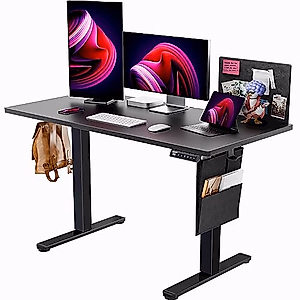 ErGear Adjustable Height Electric Standing Desk with Storage Bag Dual Monitor Wall Mount for 17 to 32 Inch