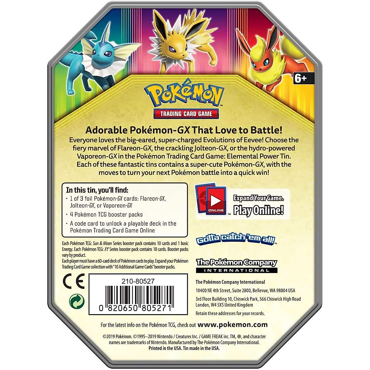 Card GamePokemon TCG: Elemental Power Tin Featuring Jolteon-GX