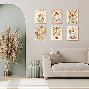 60S 70s Vintage Wall Art Poster Groovy Room Decor Aesthetic Retro Hippie Flower Wall Art Prints Positive Slogan for Bedroom Living Room Wall Decor (70s Positive Poster, 8"x10" UNFRAMED)