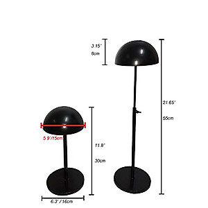 Queens 3 Pack Black Adjustable Height Hat Stand Organizer Metal Dome Shape Design Tabletop Wig Display Rack