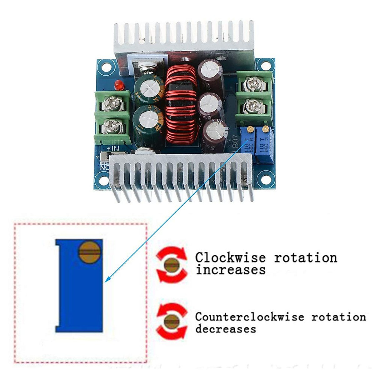Anmbest Constant Current CC CV Buck Converter Module DC 6-40V to 1.2-36V 20A 300W Adjustable Step Down Voltage Regulator Power Supply Module with Short Circuit Protection Function