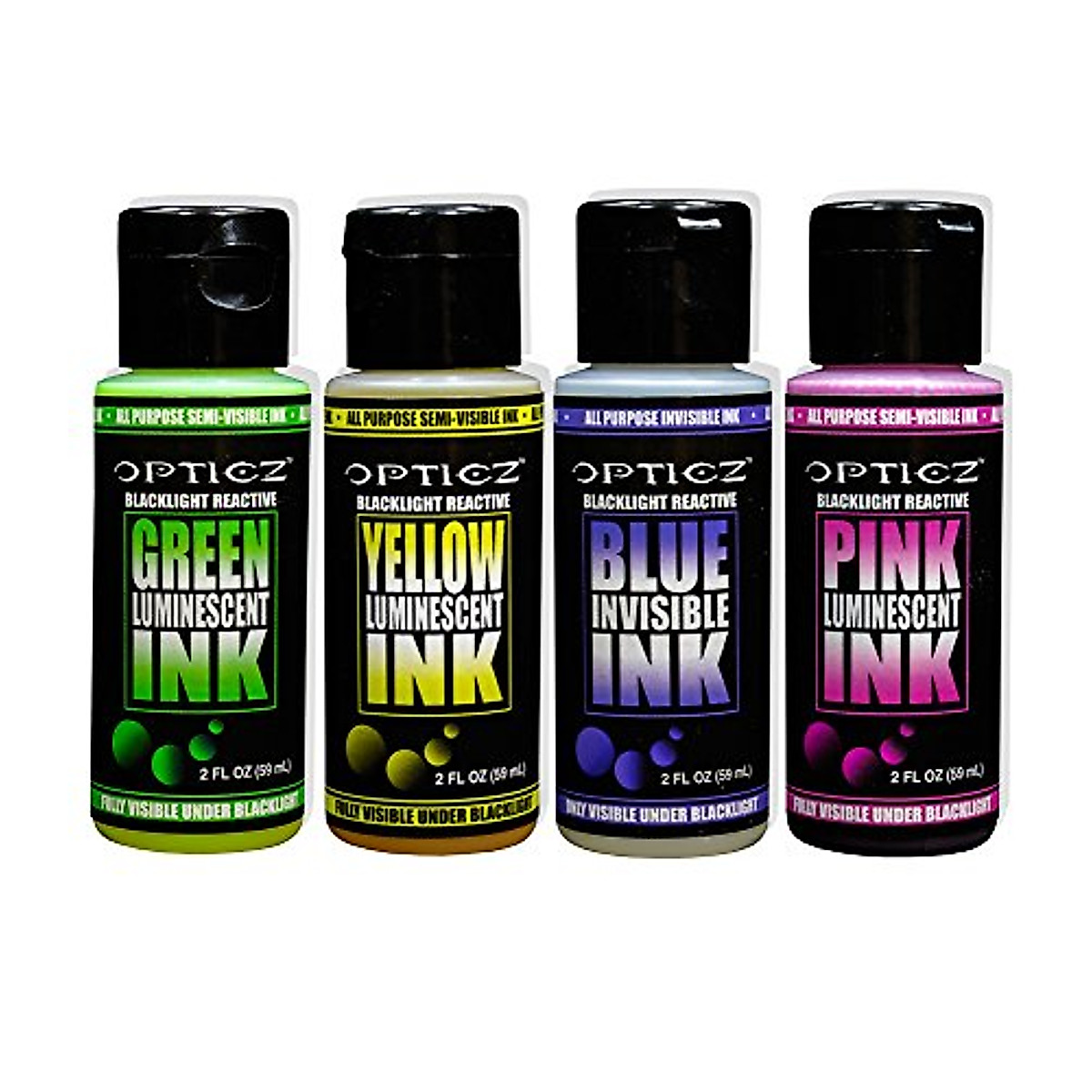 Opticz UV Blacklight Reactive Luminescent 2 oz. Inks - 4 Pack