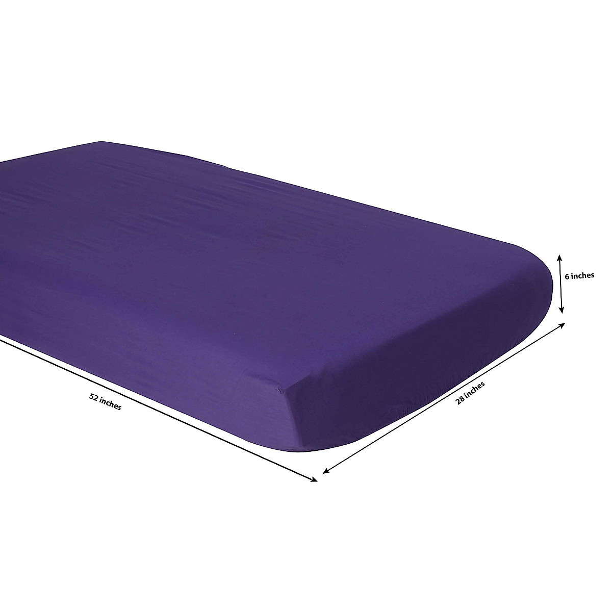 Bacati Solid Purple Fitted Crib Sheet 28" x 52", Soft Breathable Girls 100% Cotton Percale Sheet, Purple, for Girls, Fits US Standard Crib and Toddler Bed mattresses