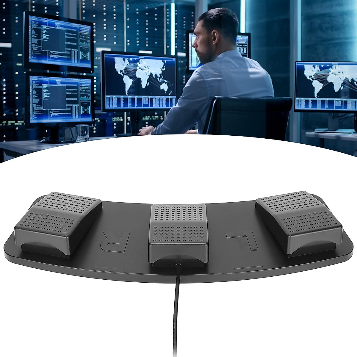 PC USB Triple Foot Switch Pedal - PC USB Foot Control Keyboard Action Switch Pedal HID Programmable Computer Keyboard Mouse for Video Game Office Equipment