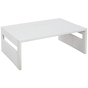 iDesign Renewable Paulownia Wood Collection Large Shelf Riser with Handles, 16" x 10.5" x 5.1", White Wash