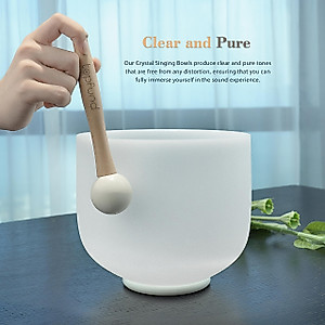 TOPFUND Solfeggio 528 Hz Crystal Singing Bowl Solar Plexus Chakra 8 inch with Heavy Duty Carrying Case and Singing Bowl Mallets