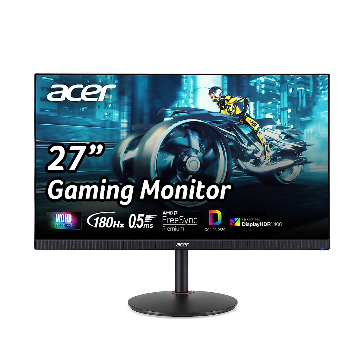 Acer Nitro 27" WQHD 2560 x 1440 PC Gaming Monitor | AMD FreeSync Premium | Up to 180Hz Refresh | Up to 0.5ms | HDR400 | DCI-P3 95% | 1 x Display Port 1.2 & 2 x HDMI 2.0 | XV272U V3bmiiprx