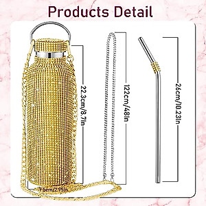Bling Water Bottle Bling Rhinestone,17oz Diamond Water Bottle, Stainless Steel Thermal Bottle,Bling Water Tumbler with Chain, Glitter Water Bottle for Women Girls. (500ml, Pink)