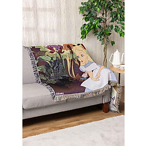 Disney Alice in Wonderland, "Alice in the Garden" Woven Tapestry Throw Blanket, 48" x 60"