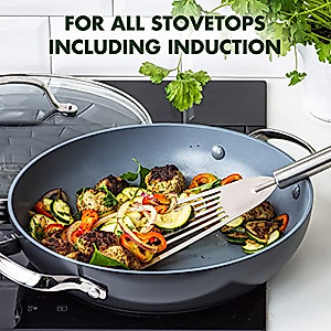 GreenPan Valencia Pro Hard Anodized Healthy Ceramic Nonstick 11" Everyday Frying Pan Skillet with 2 Handles and Lid, PFAS-Free, Induction, Dishwasher Safe, Oven Safe, Gray