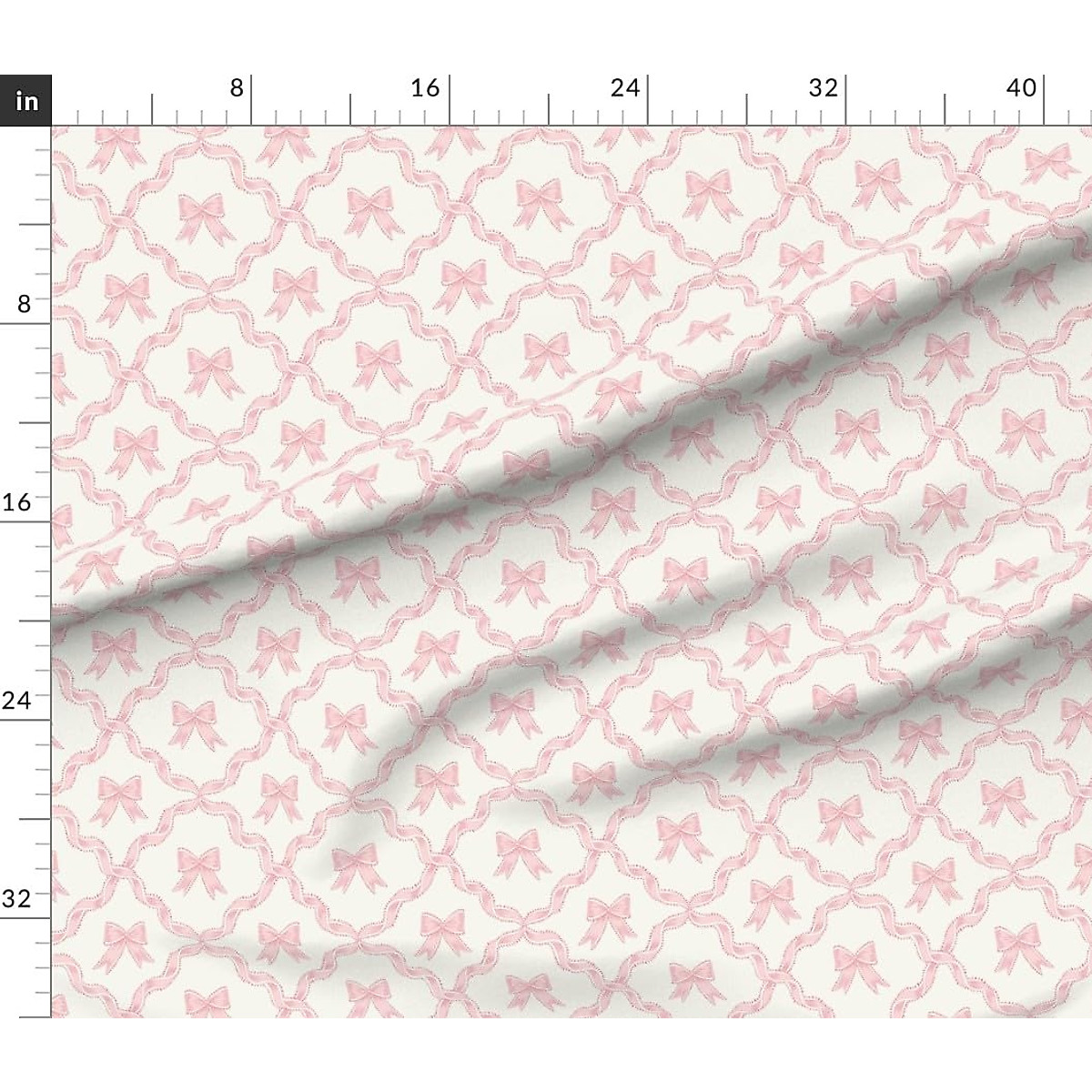 Spoonflower Fabric - Pink Bow Ribbon Trellis Pastel Baby Grandmillennial Chinoiserie Printed on Petal Signature Cotton Fabric by The Yard - Sewing Quilting Apparel Crafts Decor