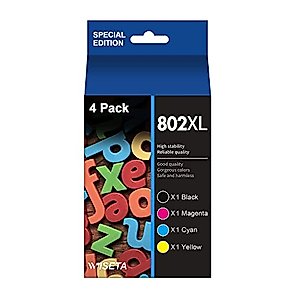 802XL Ink Cartridges Remanufactured Replacement for Epson 802 XL Ink Cartridges Combo Pack Compatible with WF-4720 WF-4730 WF-4734 WF-4740 EC-4040 EC-4030 EC-4020 Printer (4 Pack)