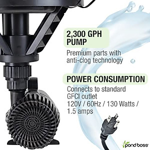 Pond Boss DFTN12003L Floating Fountain With Lights, 50 Foot Power Cord, 1/4 hp