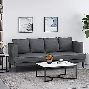 Christopher Knight Home Constance Contemporary 3 Seater Fabric Sofa, Charcoal + Dark Brown