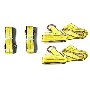12pc Combo Lasso Wheel Lift Straps 2" Ratchets J Finger Hooks Tow Truck Tie Down - Yellow