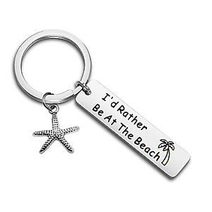 SEIRAA I'd Rather Be At The Beach Gift For Beach Lover Starfish Charm Jewelry Ocean Nautical Vacation Gif (I'd Rather Be At The Beach)