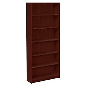 HON 1870 Series Bookcase, 6 Shelves, 36 W by 11-1/2 D by 84 H, Mahogany