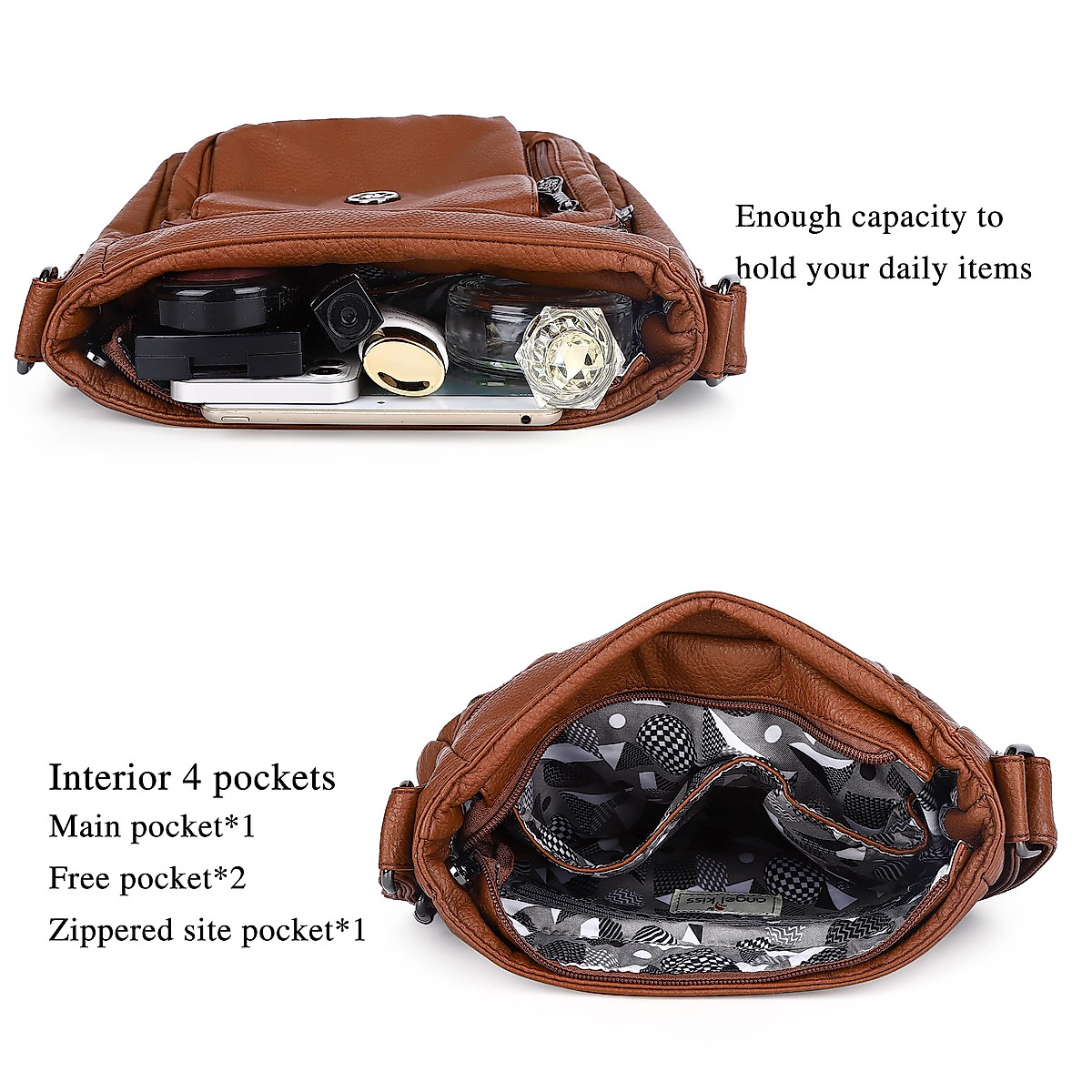 Angel Kiss Crossbody Bags Faux Vegan Leather Shoulder Bags for Women Small Handbag with Adjustable Strap