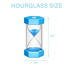 SuLiao Hourglass Sand Timers for Kids, 1/3/5/10/30 Minutes Acrylic Sand Clock, Colorful Plastic Sand Watch Hour Glass Sandglass for Classroom, Games, Kitchen (Pack of 5)