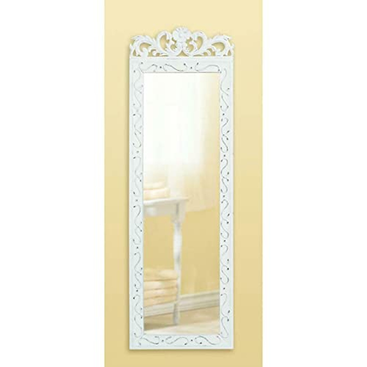 OBIOZZ Bedroom Floor Standing Mirror Elegant White Wall Mirror Wood White, Beautiful Living Room Decorations, Modern Design Full-Length Mirror