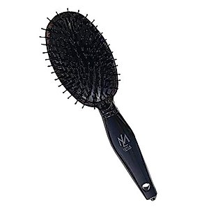 Leyla Milani Hair Detangler Brush - Miracle Brush Human Hair Brushes for Sensitive Scalp, Gentle Detangling, Shine, Volumizing, Nylon Boar Bristle, Best Paddle Brush for Women, Men, Kids (Black)