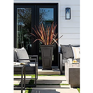 Veradek Fairmont Tall Plastic Planter - Large Outdoor Planter for Front Porch | Crack Resistant All-Weather Use | Classic Estate Design for Tall Plants, Flowers, Trees