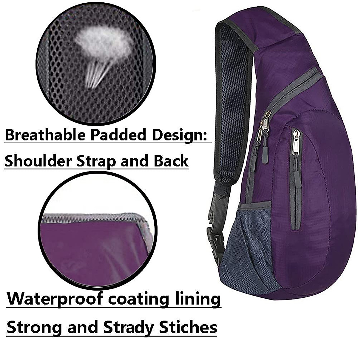 WTSHOPME Sling Bag Crossbody Shoulder Backpack Chest Daypack Small Foldable Rope Triangle Rucksack for Hiking Travel Cycling (Orange)