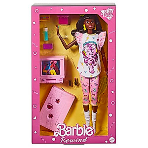 Barbie Rewind Doll & Accessories with Curly Black Hair & 1980S-Inspired Slumber Party Outfit, Collectible & Displayable