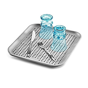 madesmart Elevated Sink Mat-SINKWARE Collection Ventilation Holes for Airflow, Soft Material, Non-Slip Material, Large, Grey