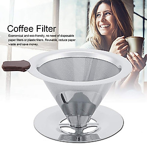 Topyond Stainless Steel Coffee Filter, Reusable Double Layer Brew Dripper, Collapsible and Portable Design with Cup Stand,for Camping and Travel