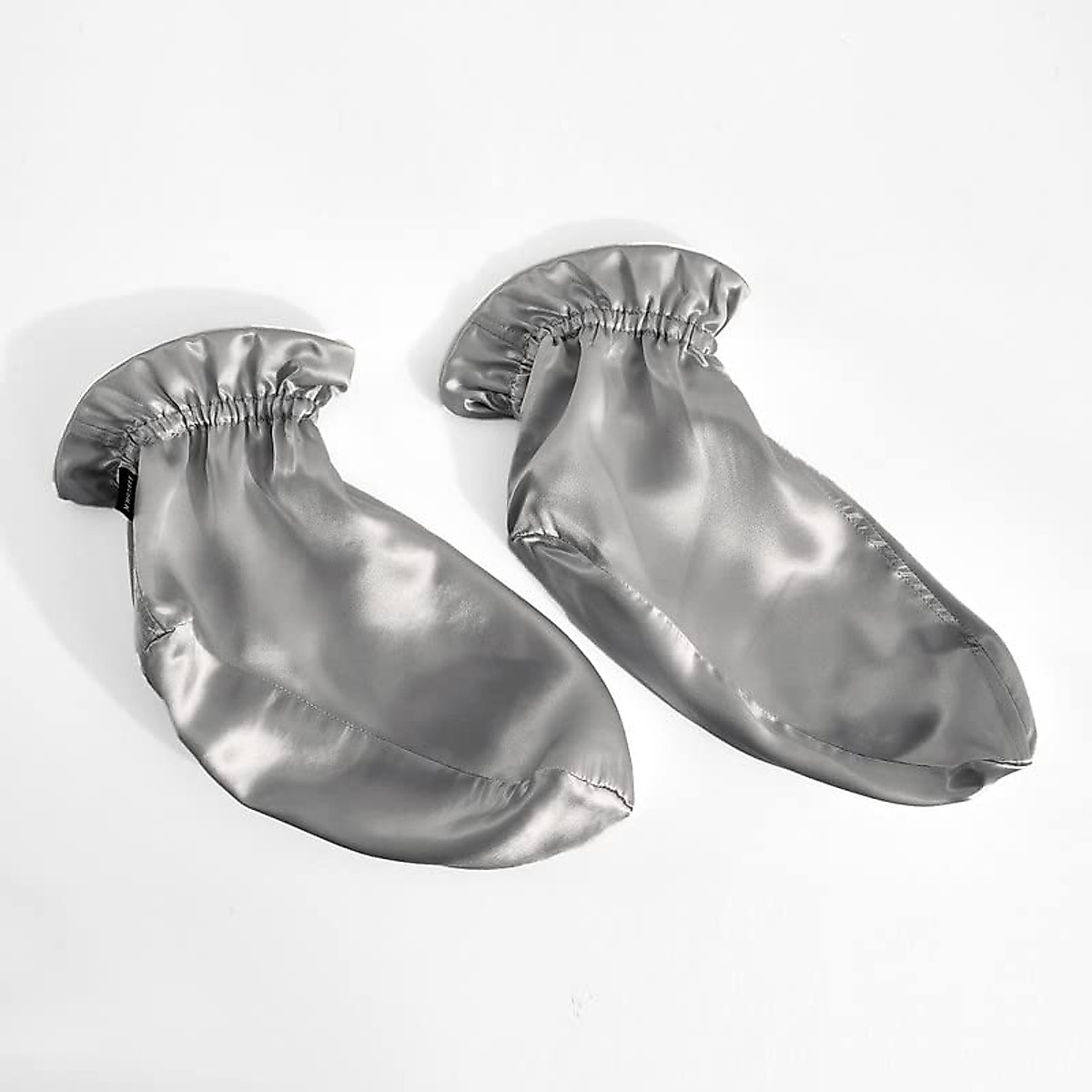 THXSILK 100% Pure Mulberry Silk Hyaluronic Acid Sleep Socks for Women Men Soft Skin Whitening Moisture Heal and Treat Dry Cracked Heels, Sock Length 9.65", Grey