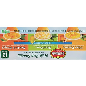 Del Monte No Sugar Added Variety Fruit Cups (Peaches, Pears, Mandarin Oranges), 4 Ounce (Pack of 12) 2002456