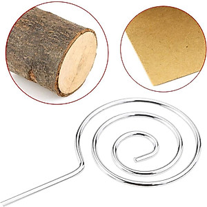 Wood Place Card Holders with Swirl Wire Table Number Stands and Photo Holders for Name Signs Card Holders for Weddings and Parties