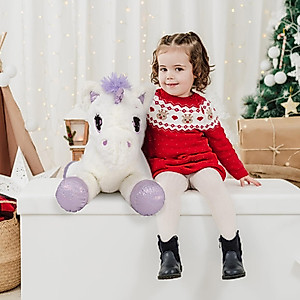 DOLDOA 23.5 inch Cute White Giant Stuffed Unicorn Pillow Plush Animals Unicorn Toy Gift for Girls Kids