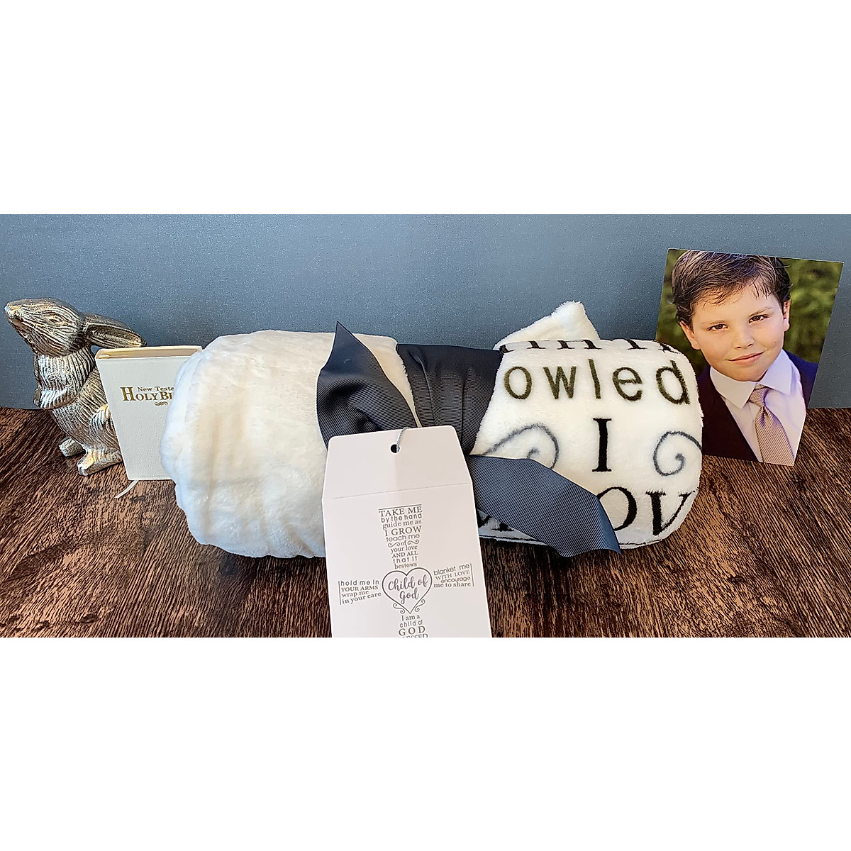 Child of God Blanket-Inspirational Throw-Religious Blanket-Gift for Baptism/First Communion-Christening Blanket-Gift for Godson/Goddaughter/Grandson/Granddaughter/Niece/Nephew (White - Personalized)