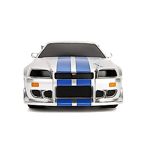 Jada Toys Fast & Furious Brian's Nissan Skyline GT-R (Bnr34)- Ready to Run R/C Radio Control Toy Vehicle, 1: 16 Scale, Silver and Blue, (99370)