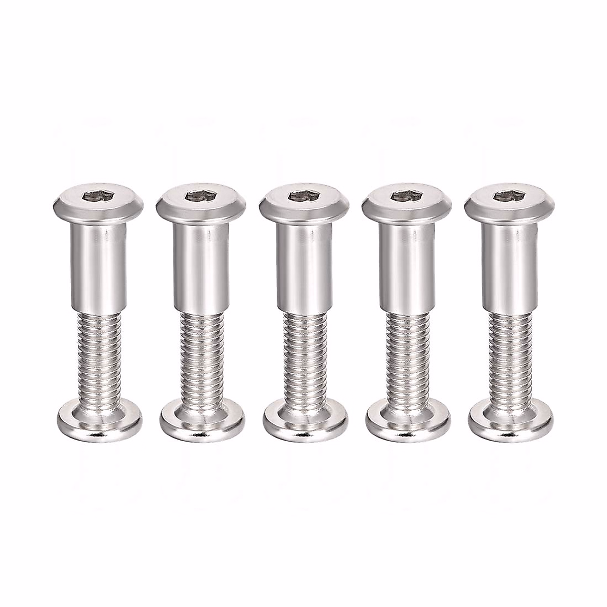 uxcell Screw Post Fit for 3/8"(10mm) Hole Dia, Male M8x30mm Belt Buckle Binding Bolts Leather Fastener Carbon Steel 5 Sets