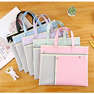 Shulaner Art Portfolio Bag with Zipper and Handle Large Capacity Oxford Bag Artwork Storage Container for Drawing Sketch Photography Poster Files Document A3 Size (Pink, A3)