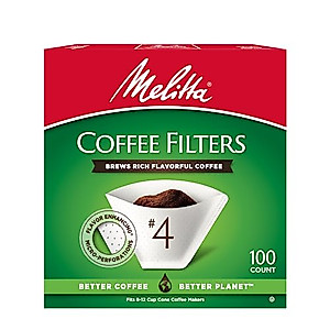 Melitta #4 Cone Coffee Filters, White, 100 Count (Pack of 6) 600 Total Filters Count - Packaging May Vary
