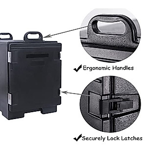 Luston Front-Loading Insulated Food Pan Carrier, 81 Quart Capacity, Black,5 Full-Size Pan,Food-Grade LLDPE Material, Portable Food Warmer Transporter