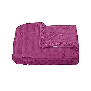 Home Soft Things Super Mink Faux Fur Throw, 50'' x 60", Fuchsia Rose, Luxurious Fluffy Cozy Elegant Throw with Sherpa Backing Fuzzy Throw for Couch Living Room Bedroom Home Décor