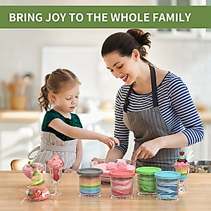 Containers Replacement for Ninja Creami Deluxe Pints and Lids - 4 Pack,16oz Creamy Ice Cream Cups Jars Canisters Set Compatible with NC299AMZ & NC300s Series Ice Cream Maker-Airtight Dishwasher Safe