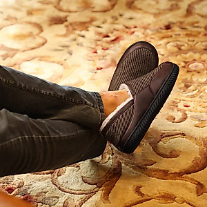 ULTRAIDEAS Men's Cozy Slip-on Memory Foam Slippers with Cozy Fleece Lining for Indoor/Outdoor Comfort (Grey, 11)