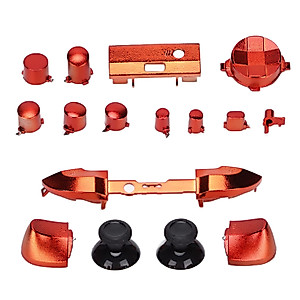 Full Game Controller Plating Button Set, Game Handle Accessories Compatible Beautiful Appearance for Series X(Electroplating red)
