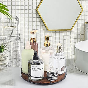 12" Lazy Susan Organizer - Non-Skid Wood Turntable Organizer for Cabinet, Pantry, Kitchen Countertop, Refrigerator, Spice Rack, Carbonized Black